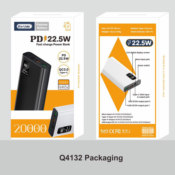 پاور بانک 20000 Kin Vale مدل Q4132 FAST CHARGE