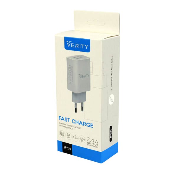 شارژر دیواری Verity وریتی مدل 2124 AP همراه کابل اندروید